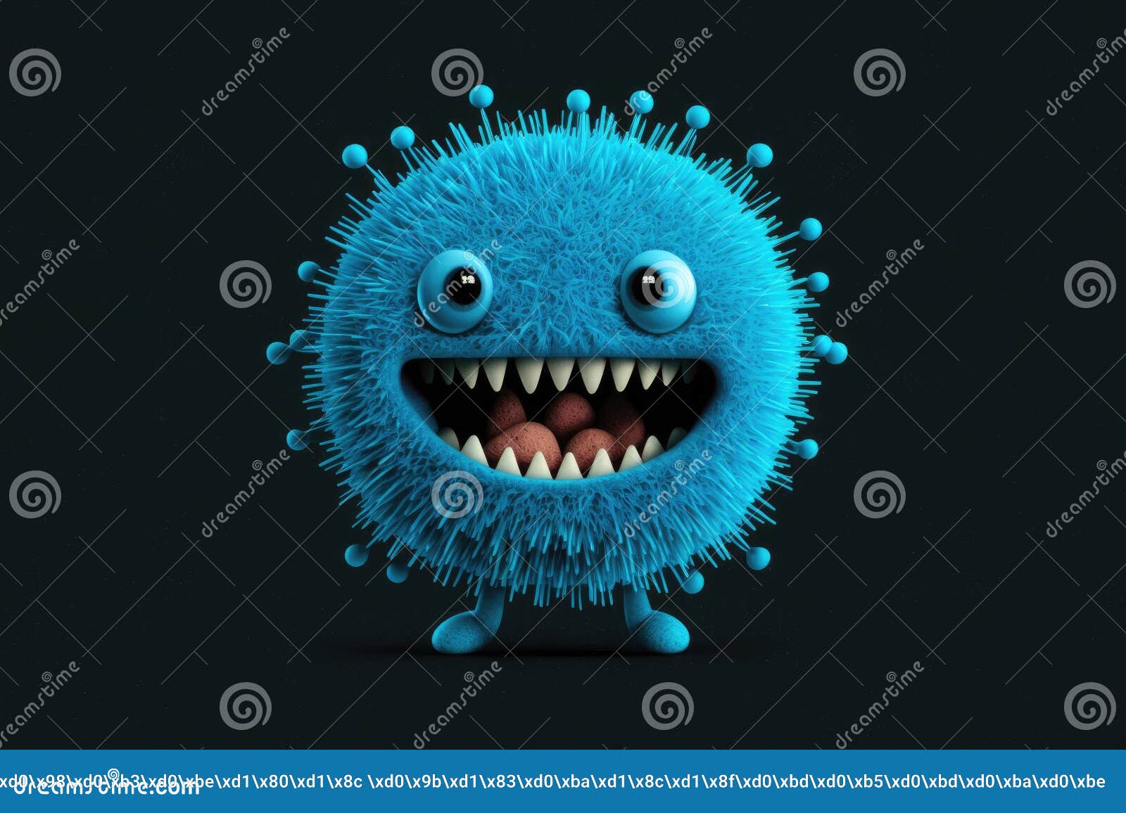 Illustration of Blue Virus Character with Happy Face. Ai Generative ...