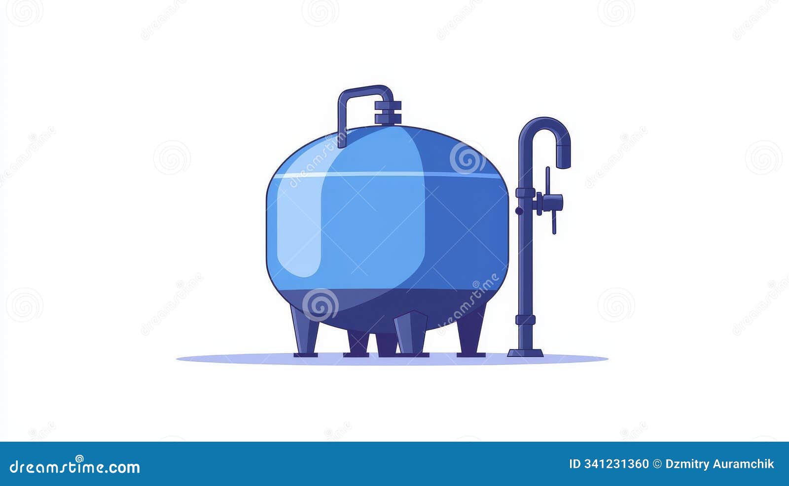An Illustration of a Blue Water Tank and Tap Isolated on a White ...