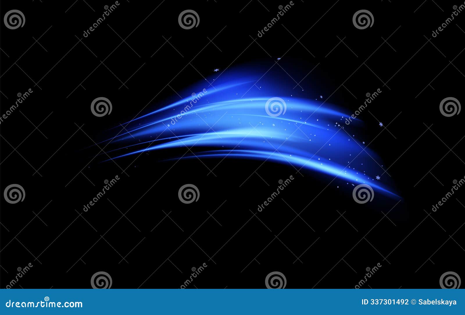 Illustration of Blue Wind Flow Effect with Sparkling Particles. Stock ...