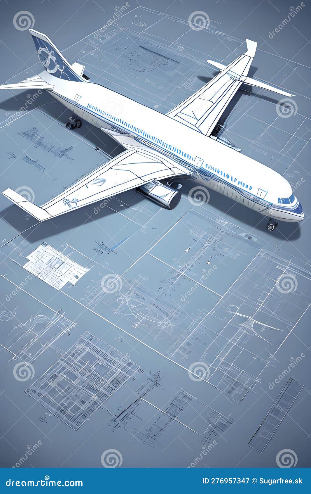 Illustration of Blueprint of a Plane. Transportation Concept Image ...