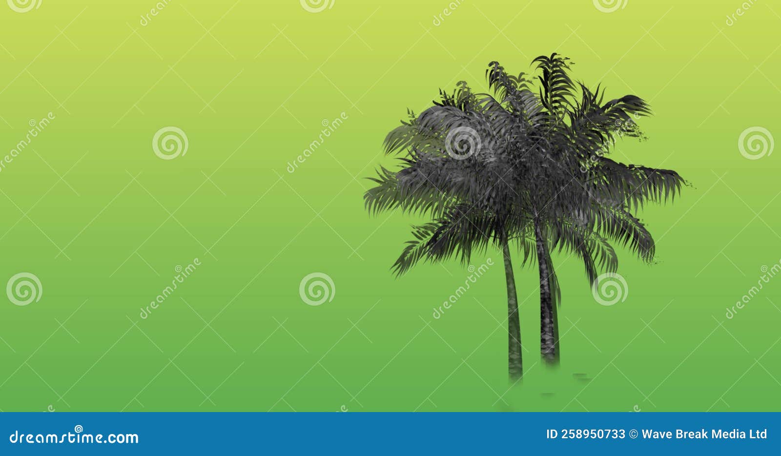 Illustration of Blurred Palm Trees Against Green Gradient Background ...