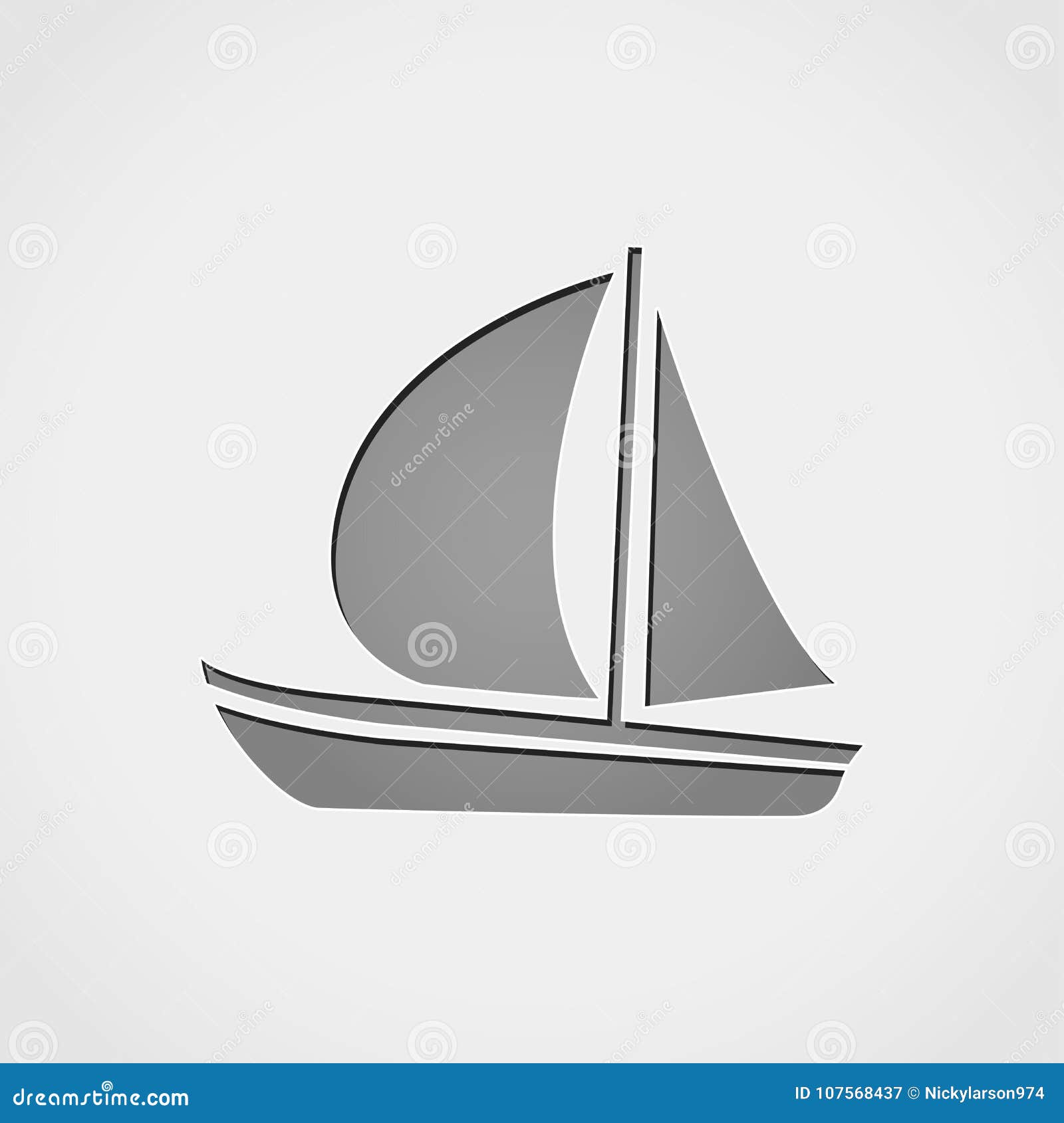 Boat grey icon stock vector. Illustration of yacht, transport - 107568437