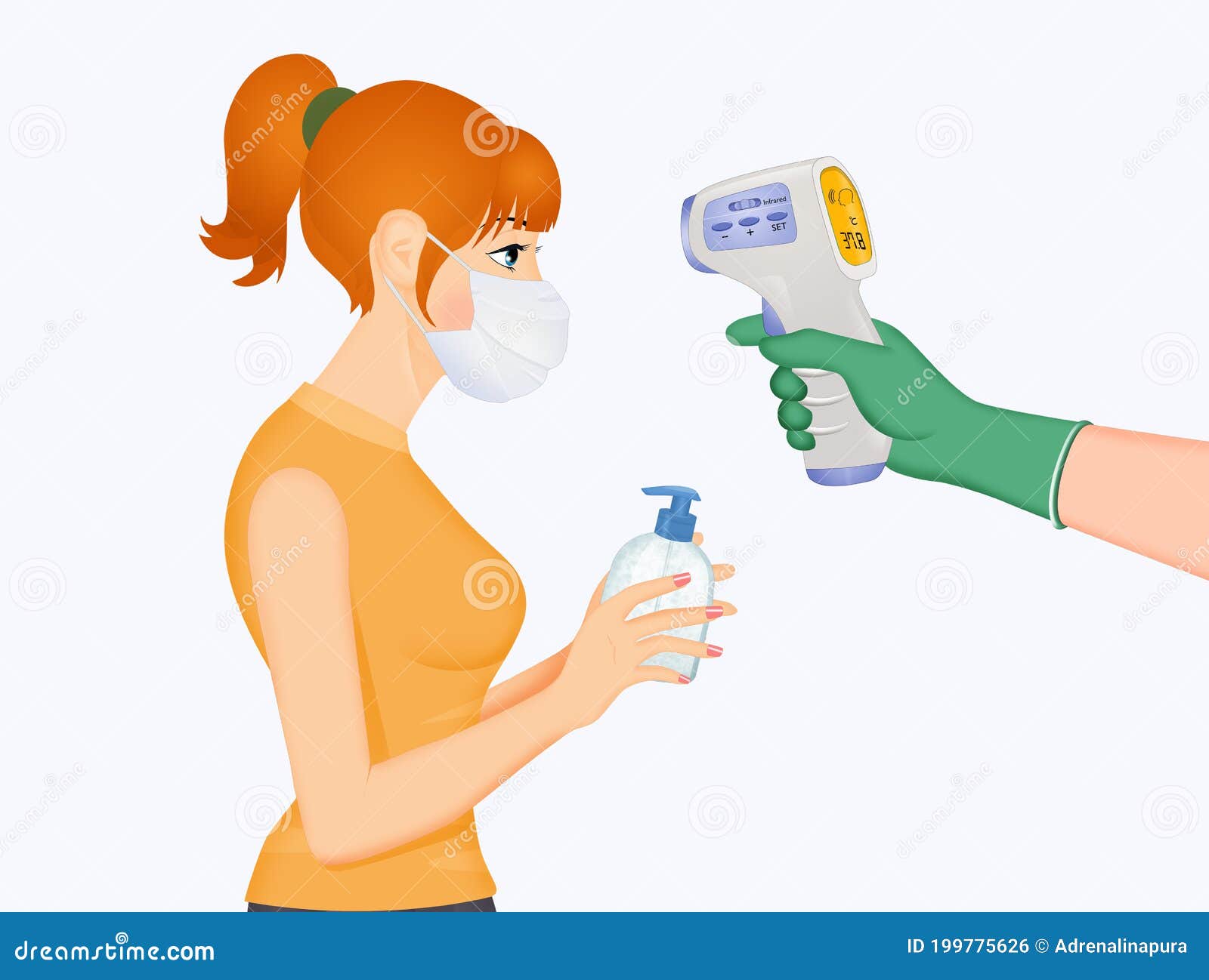 Body Temperature Check is Required Stock Illustration - Illustration of ...