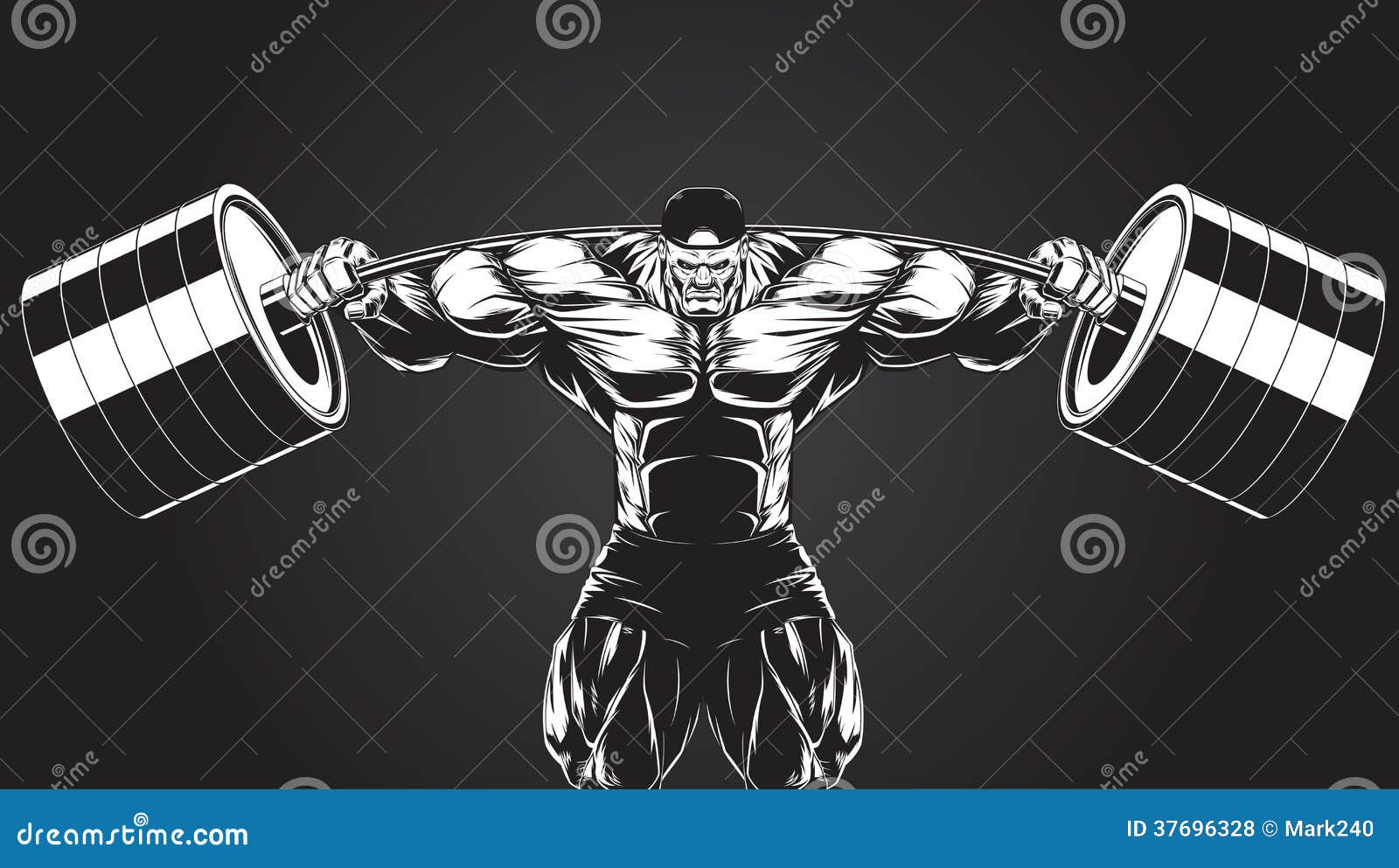 Illustration: Bodybuilder with a Barbell Stock Vector - Illustration of ...