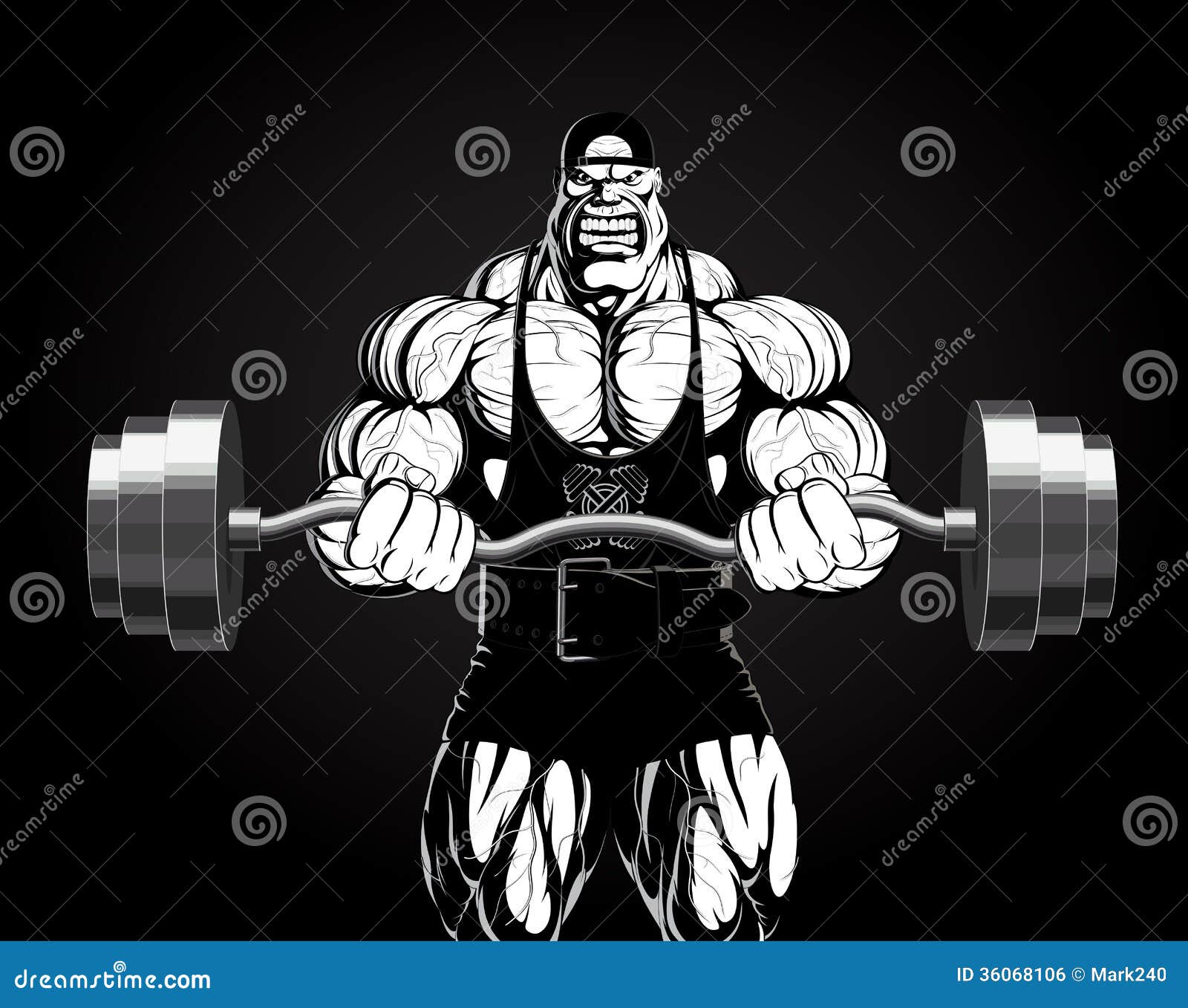 Illustration: Bodybuilder with a Barbell Stock Vector - Illustration of ...