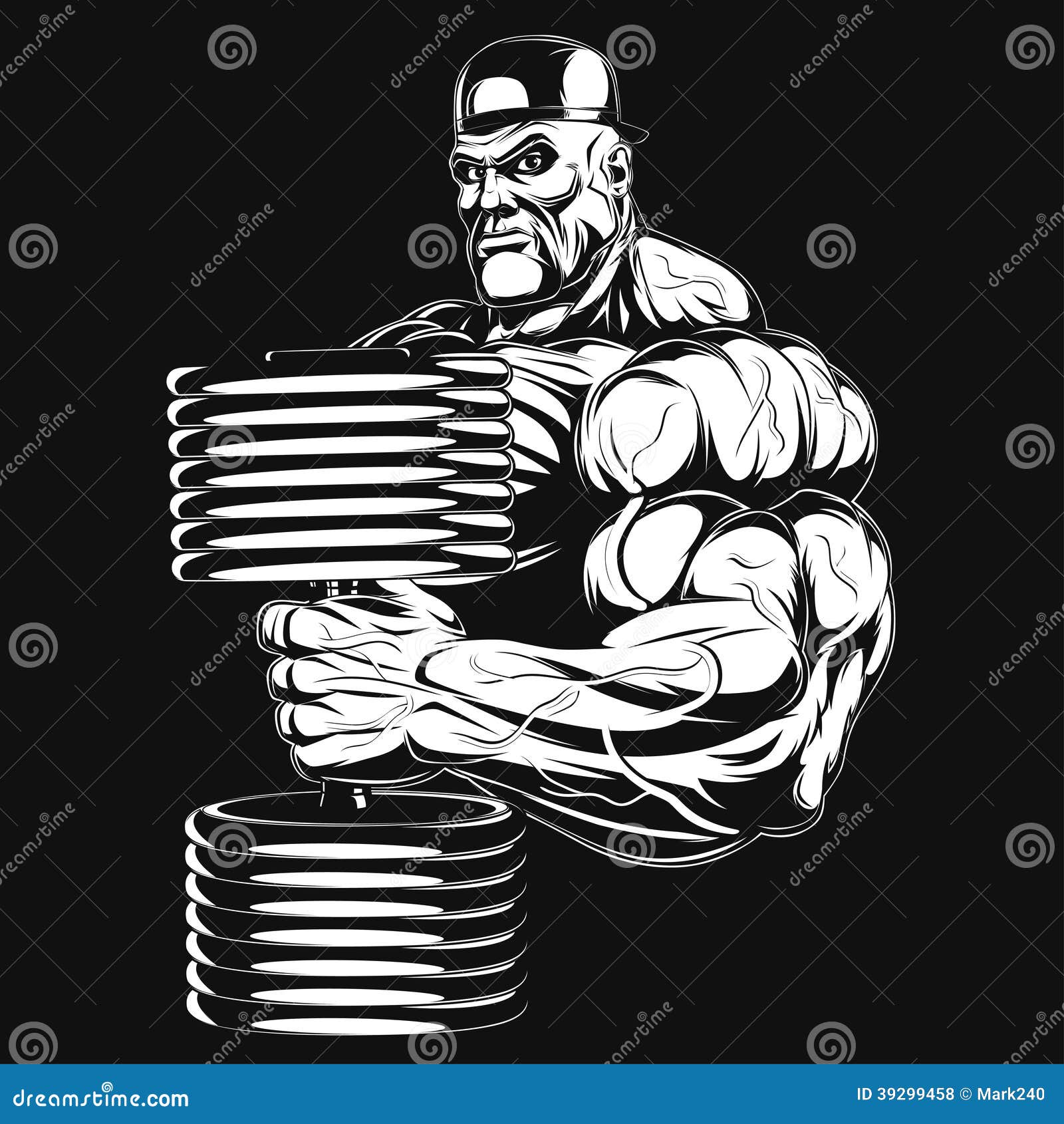 Illustration: Bodybuilder with Dumbbell Stock Vector - Illustration of ...