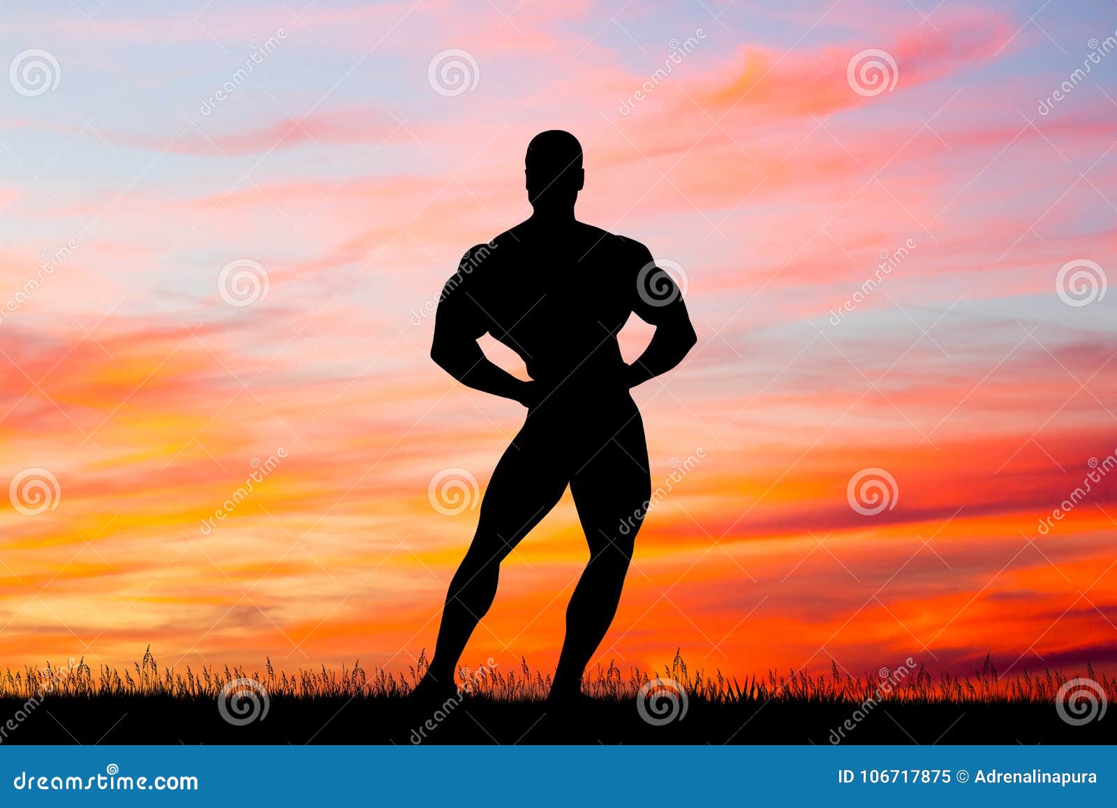 Bodybuilder at sunset stock illustration. Illustration of biceps ...