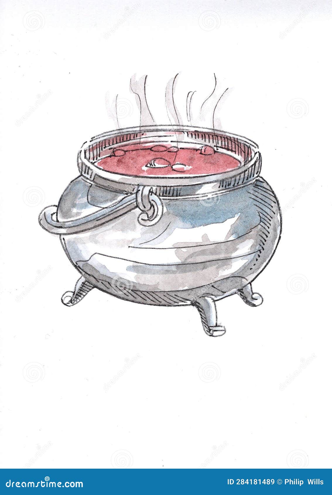 Illustration of a Boiling Cauldron. Stock Illustration - Illustration ...