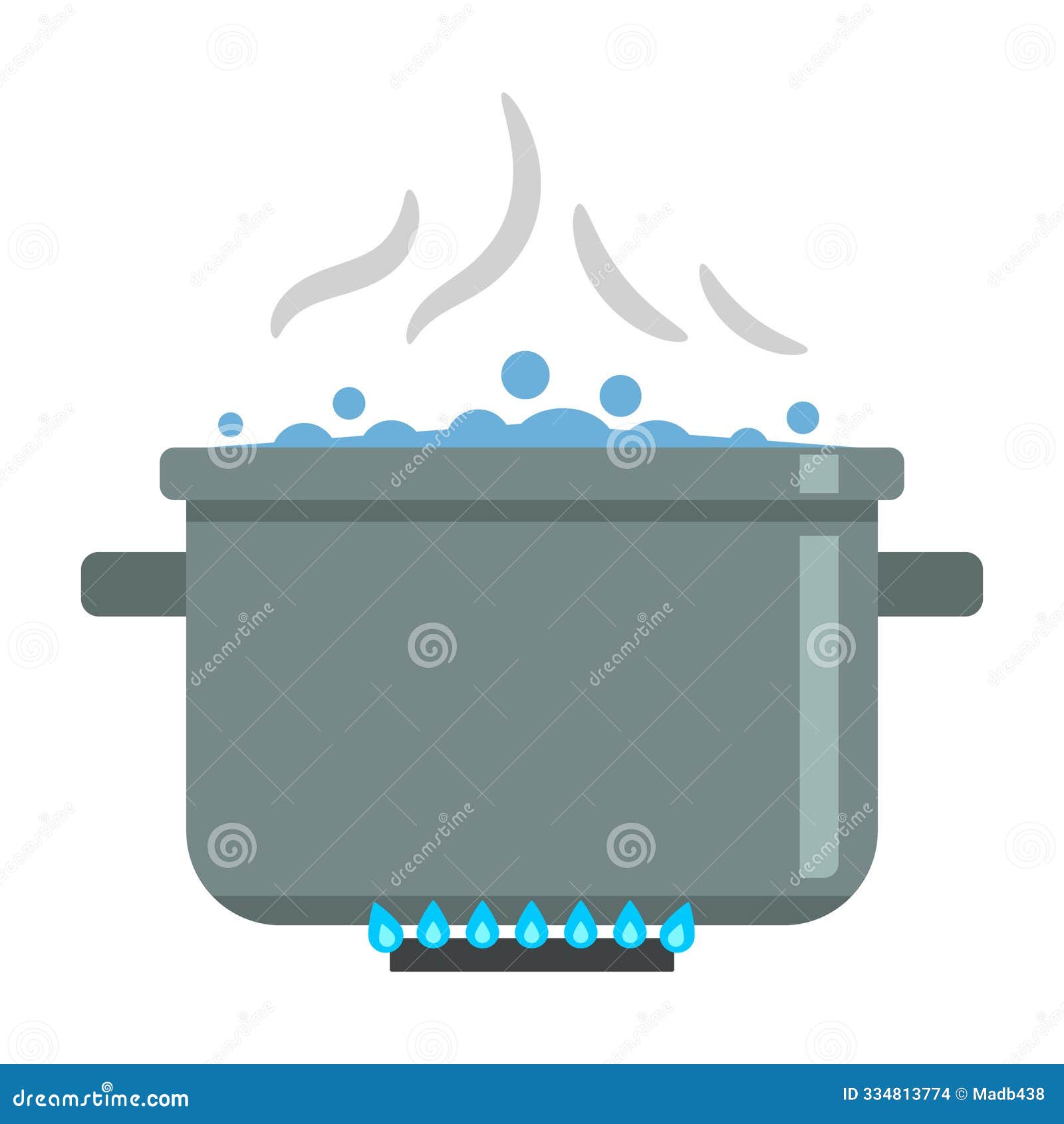 Illustration of a Boiling Pot in Flat Style. Stock Illustration ...