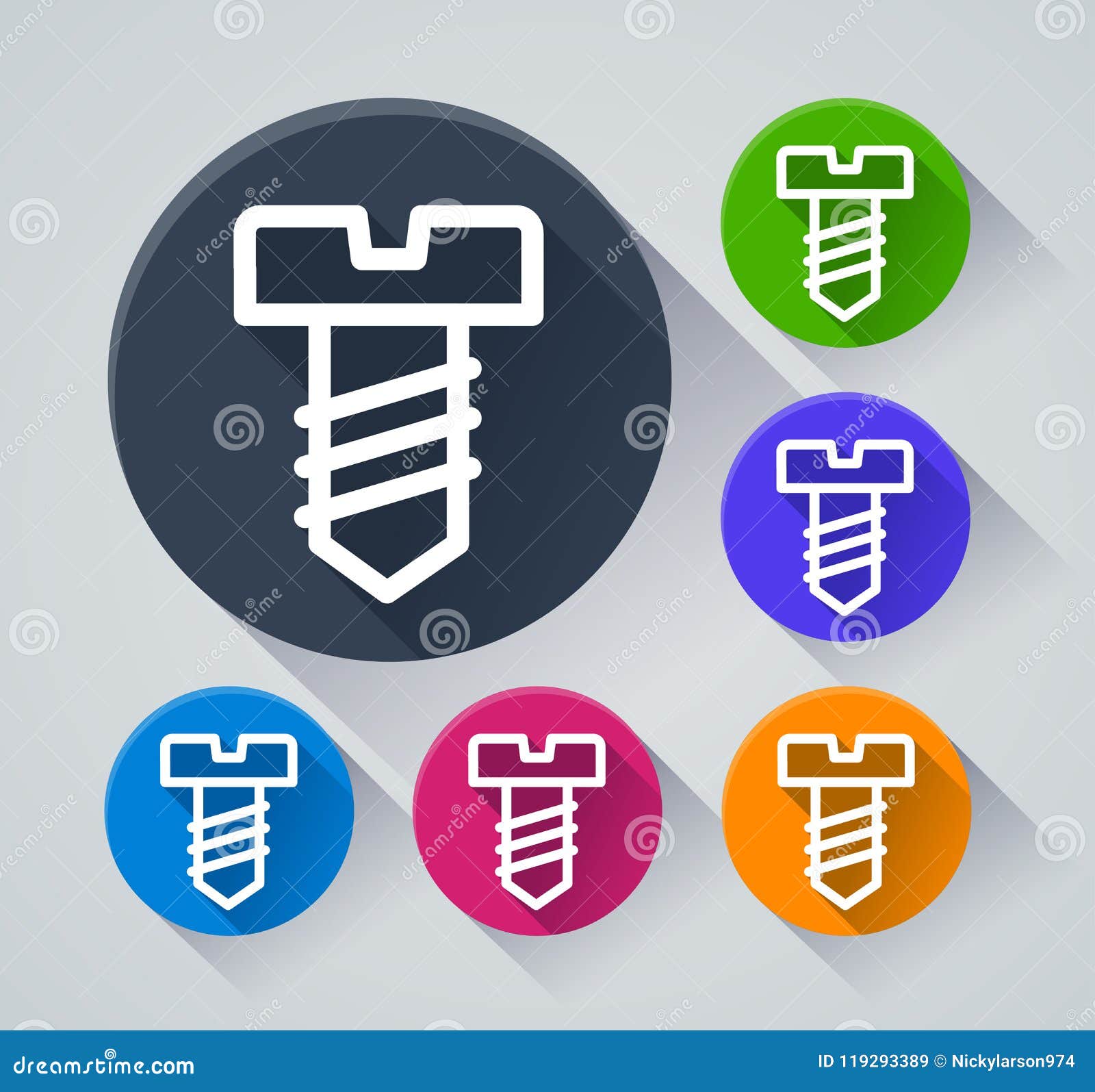 Bolt Circle Icons with Shadow Stock Vector - Illustration of vector ...