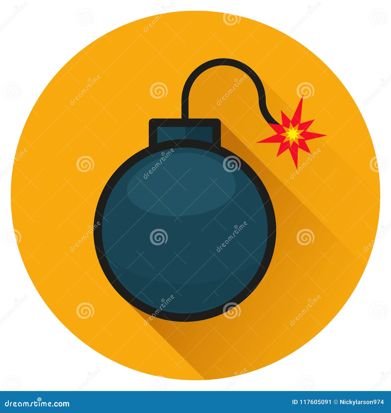 Bomb Circle Orange Flat Icon Stock Vector - Illustration of game, boom ...