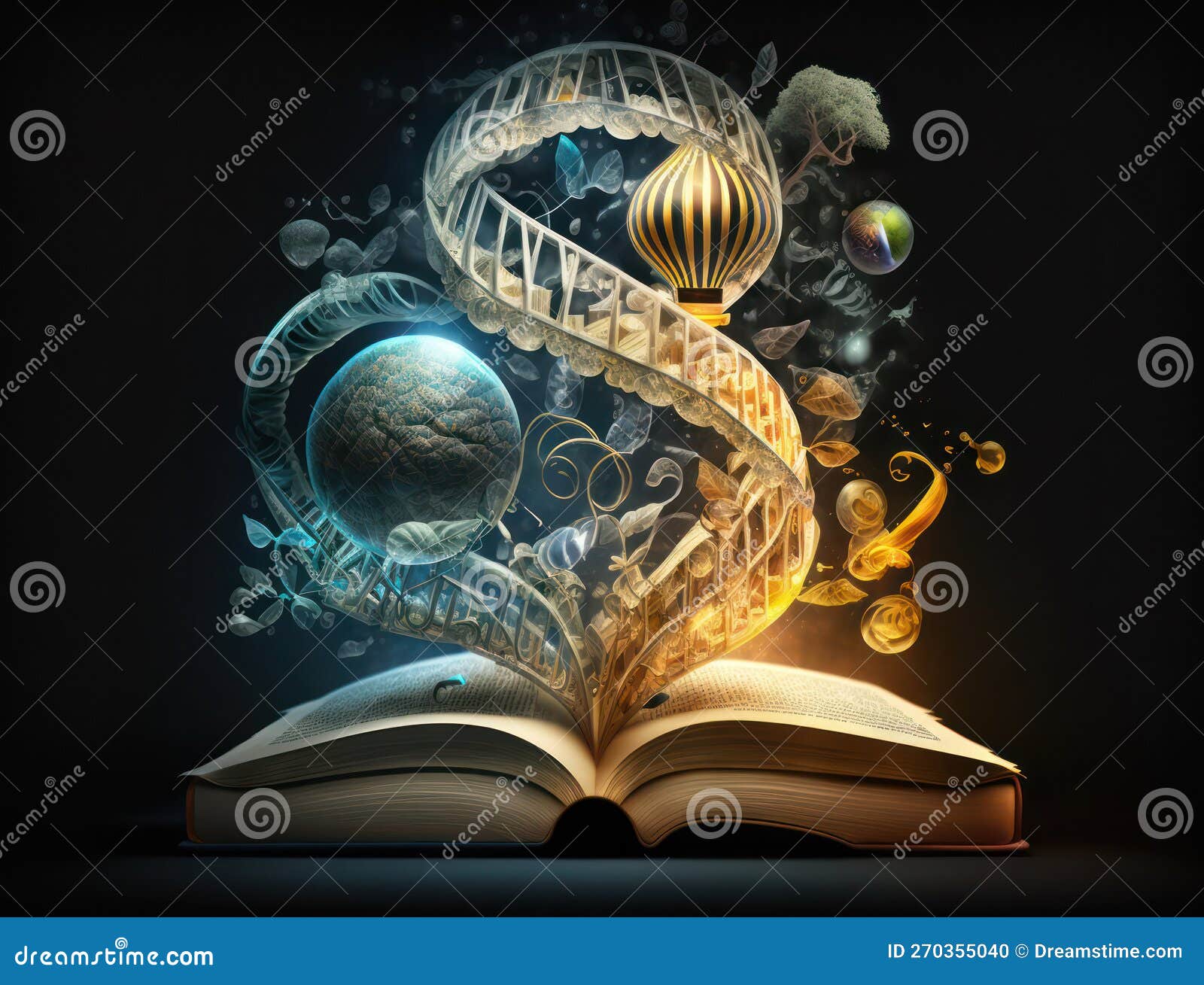 Illustration Book Source of Knowledge a Lot of Knowledge Rises from the ...