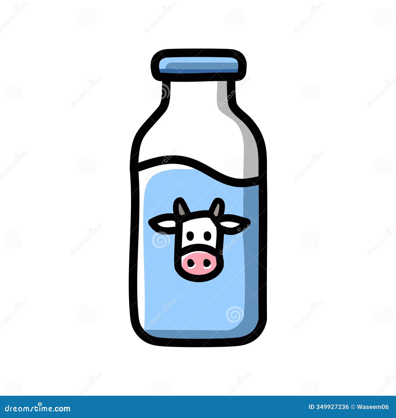 Illustration of a Bottle of Milk with a Smiley Face Stock Illustration ...