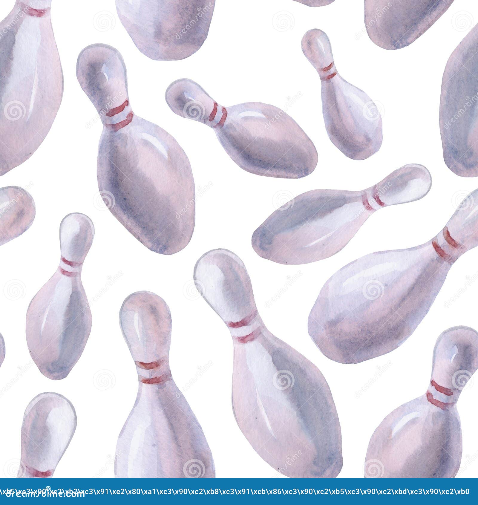 Illustration of Bowling Pins and Balls, Seamless Pattern Stock ...