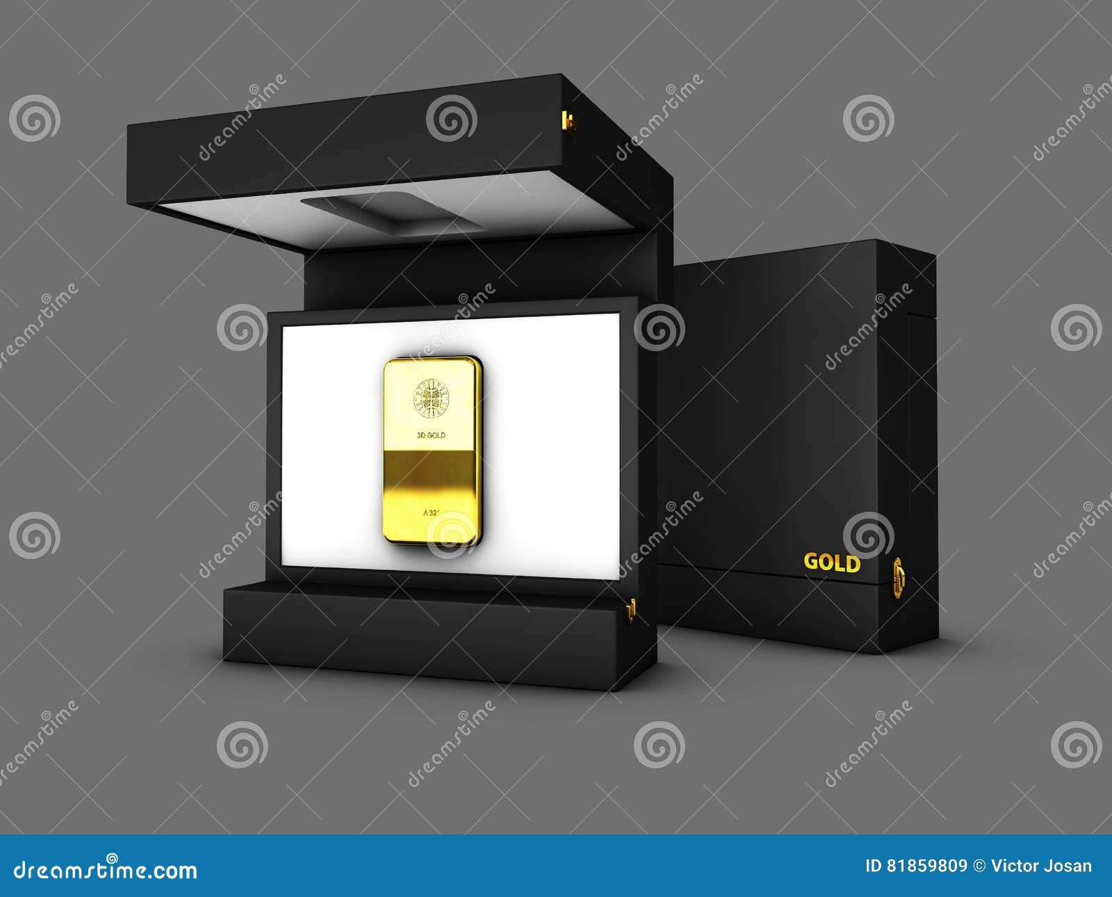 Illustration of Box with Gold Bars, Gold in the Cardboard Box. Open and ...