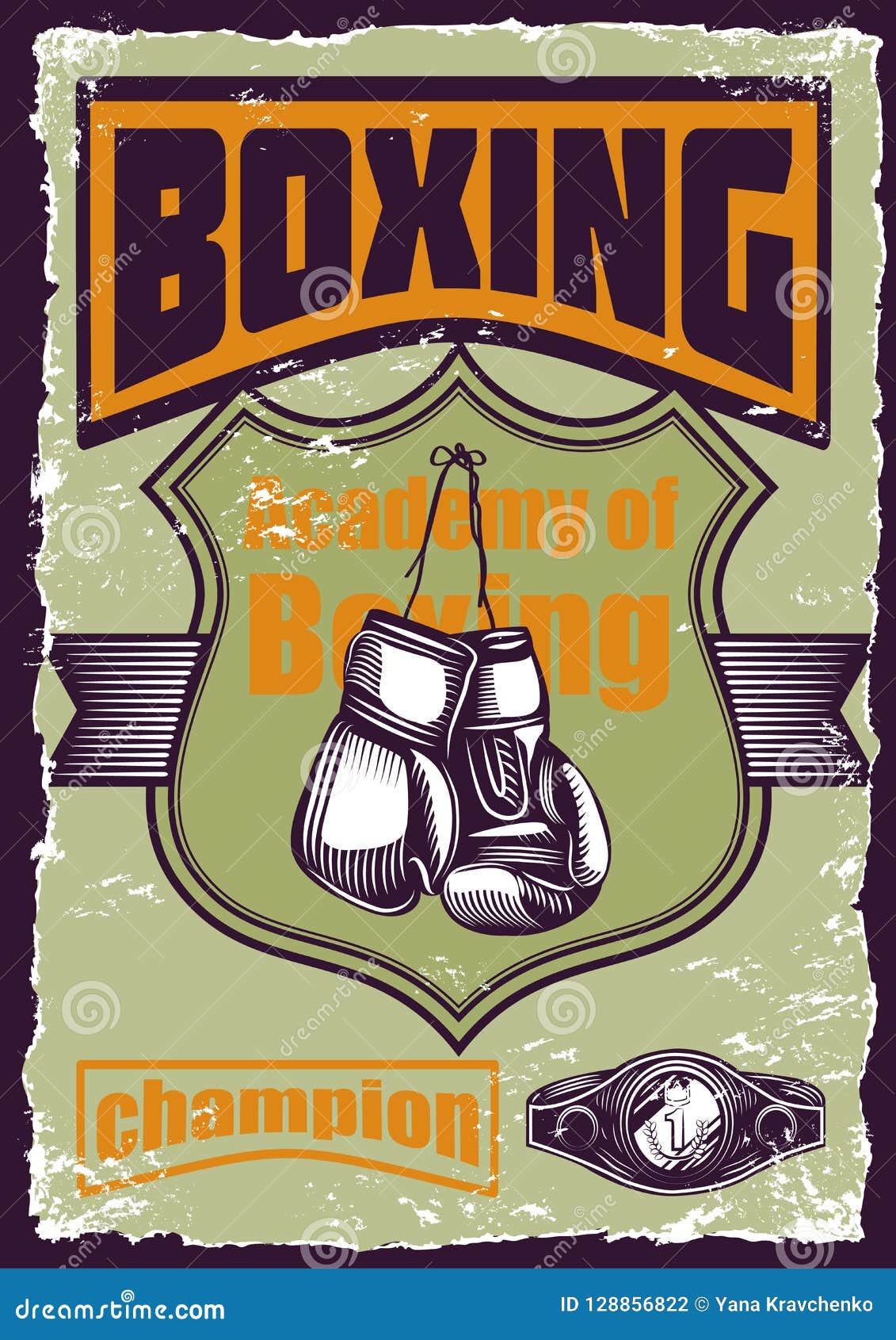 Illustration of Boxing ,vintage Poster. Stock Vector - Illustration of ...