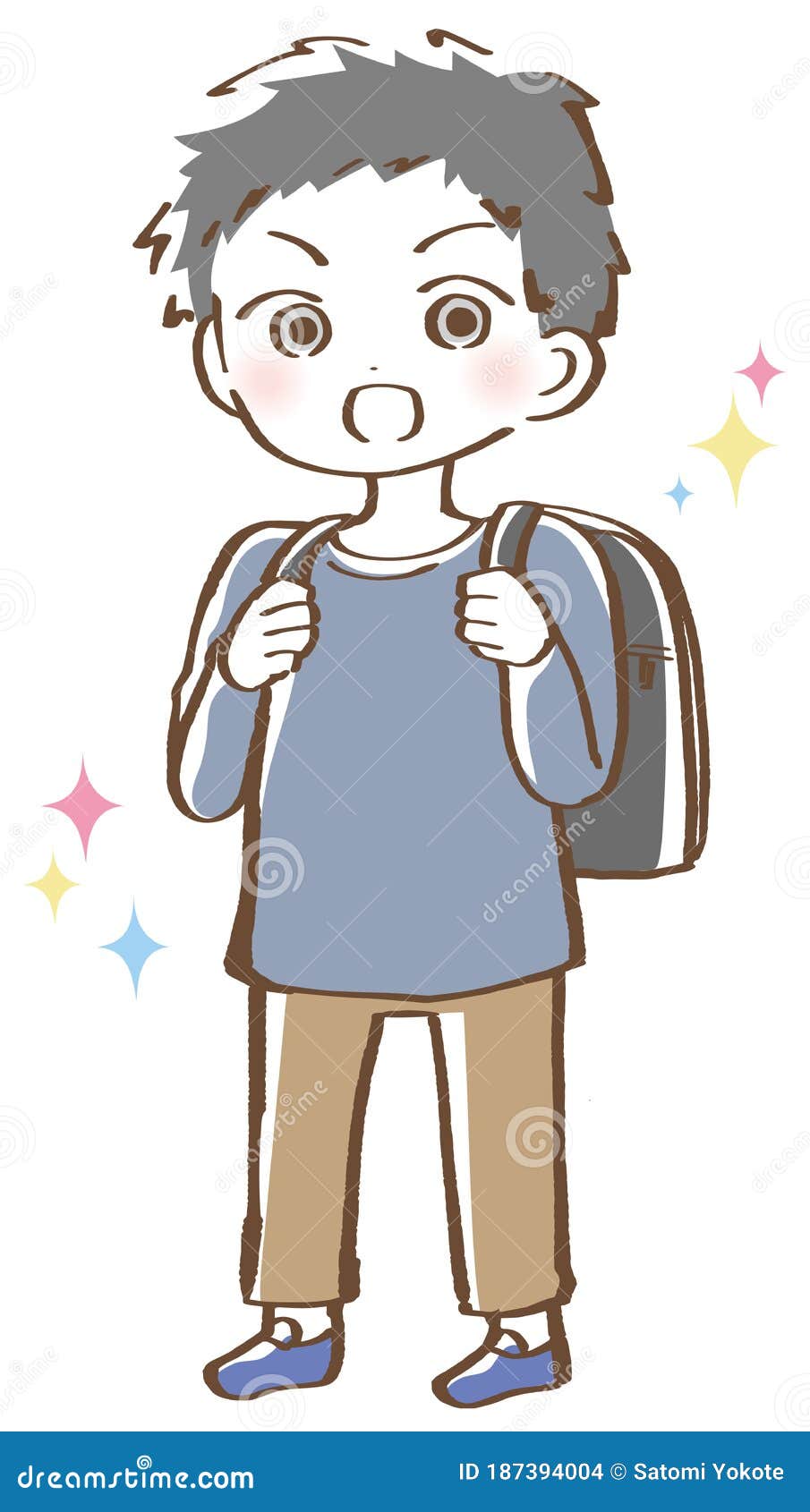 Illustration of a Boy Carrying a School Bag Stock Vector - Illustration ...