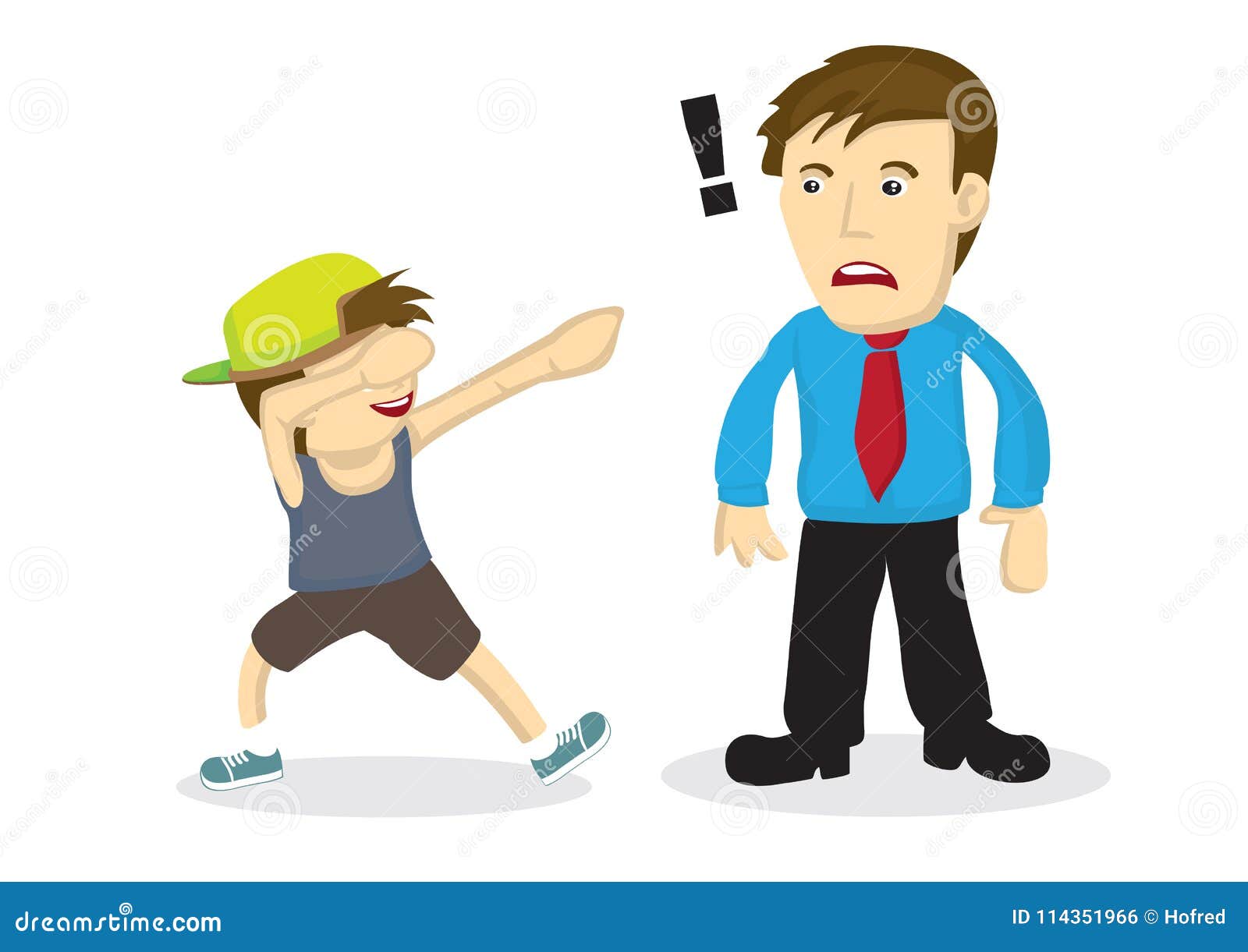 Illustration of a Boy Doing a Dab and His Father Do Not Know What it is ...