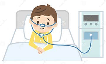 Illustration of a Boy Doing Oxygen Therapy Stock Vector - Illustration ...