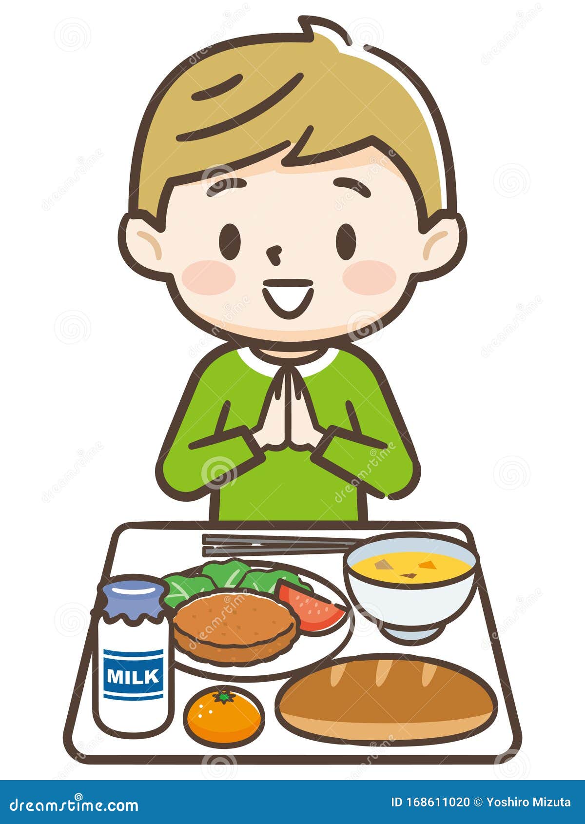 Illustration of a Boy Eating a School Lunch Stock Vector - Illustration ...