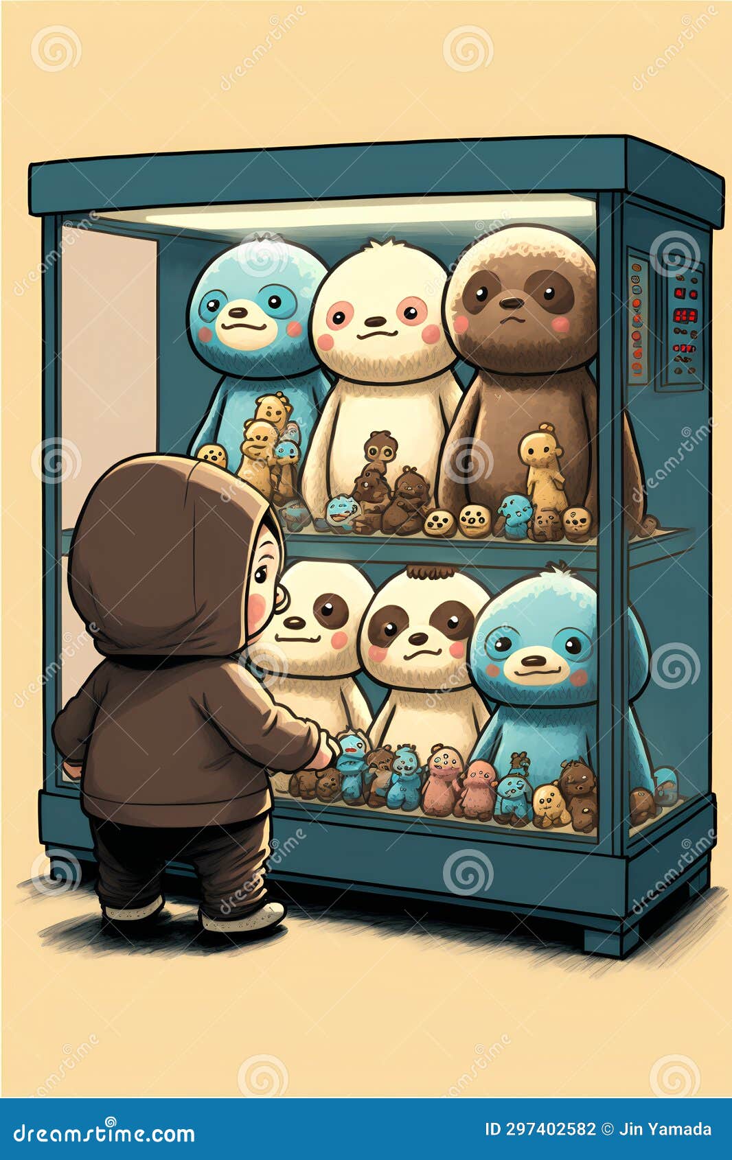 Illustration Of A Boy And A Group Of Monsters In A Vending Machine ...