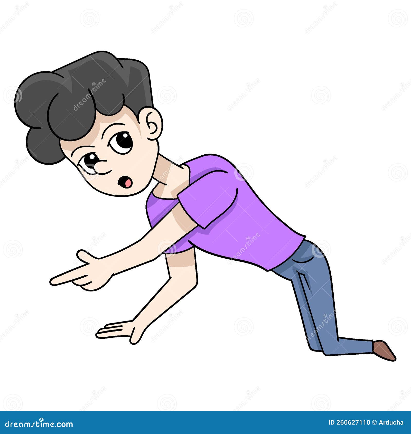 Illustration of a Boy Looking Down Below Showing Something Stock Vector ...