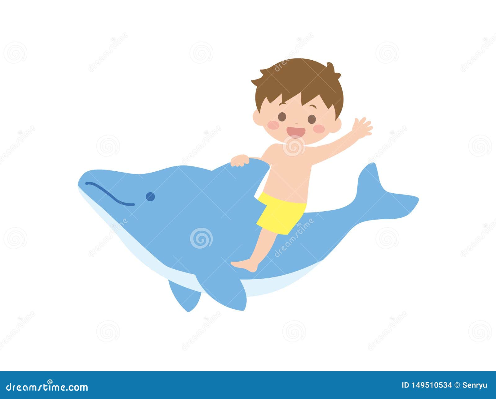 Boy riding a dolphin1 stock vector. Illustration of swimsuit - 149510534