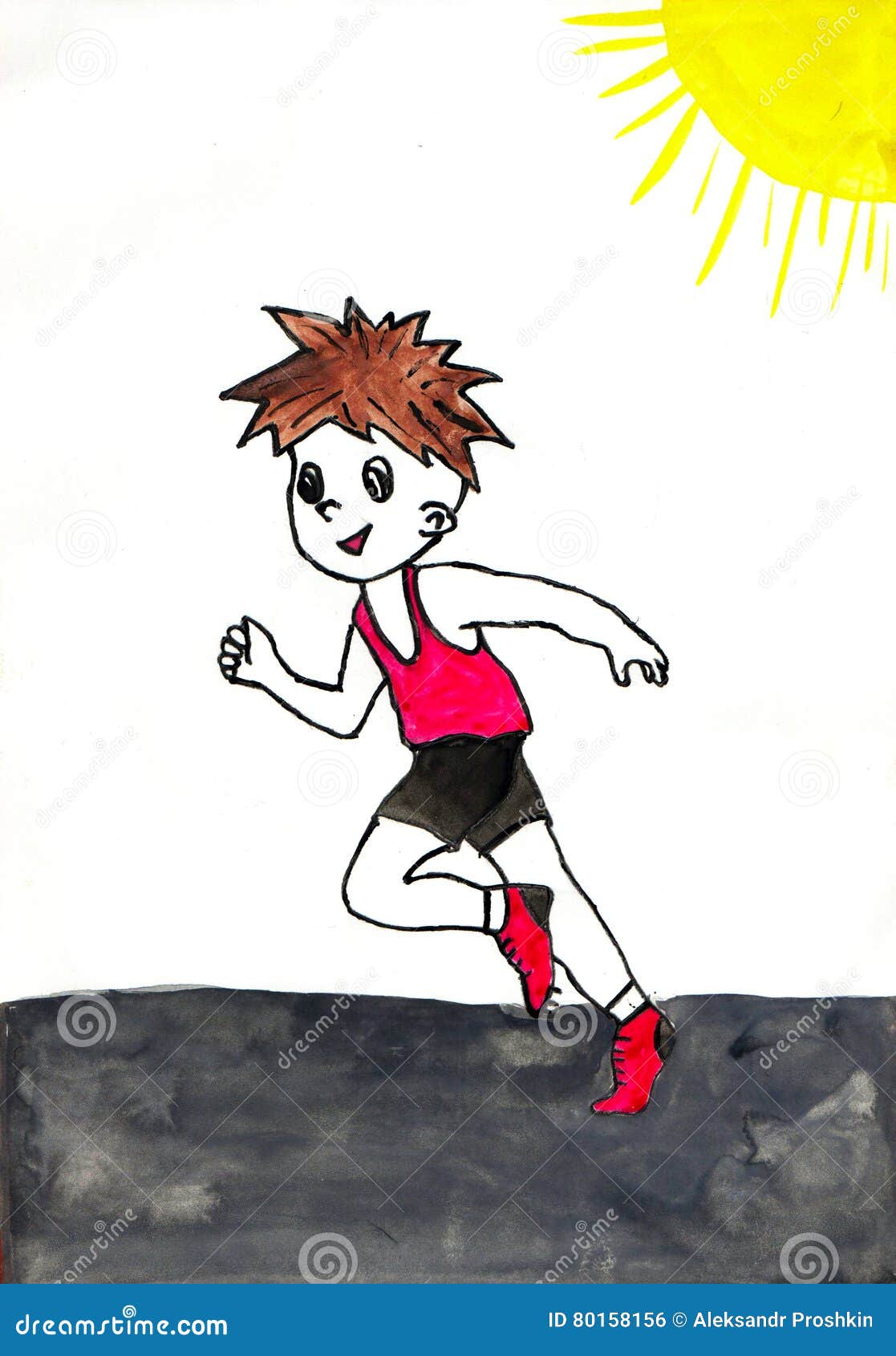Illustration of a Boy Running Stock Illustration - Illustration of ...