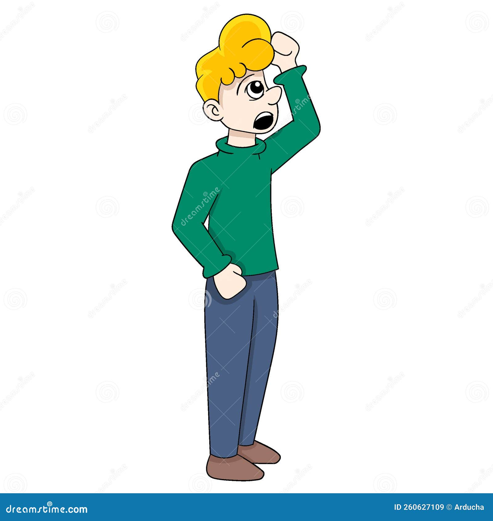 Illustration of a Boy Scratching His Head in Confusion Stock Vector ...