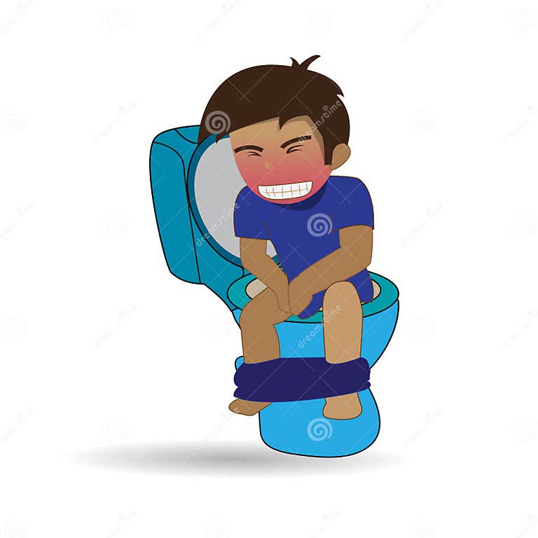 Illustration of a Boy Sitting on Commode Stock Illustration ...