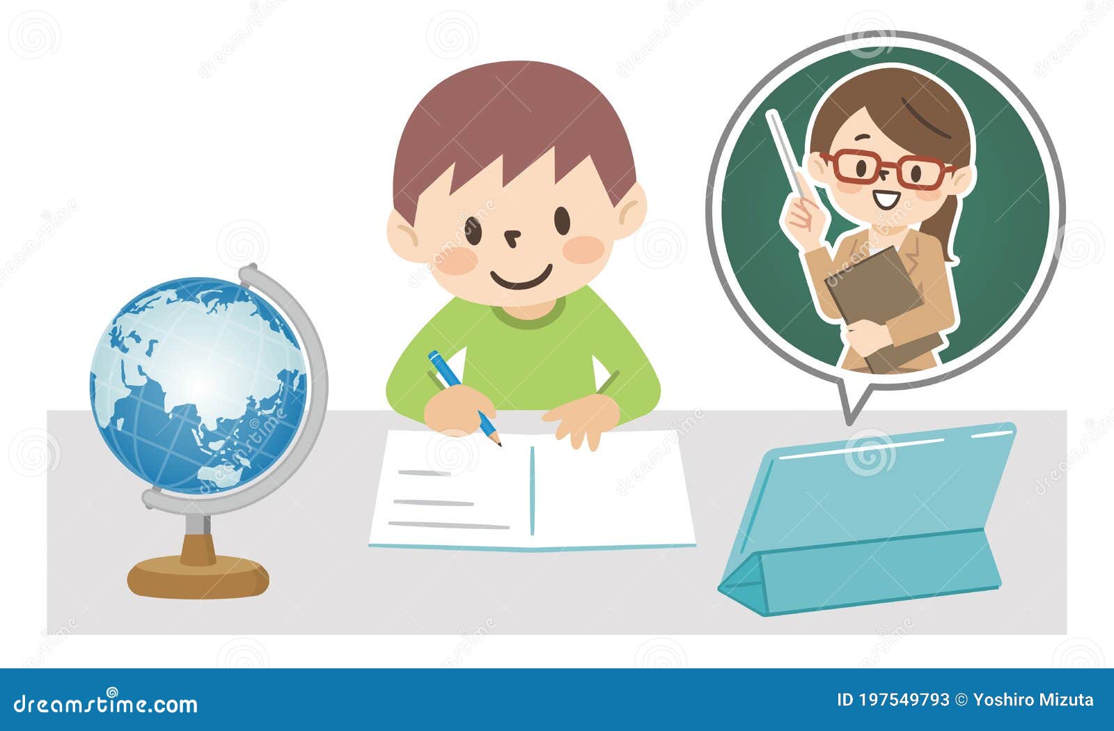 Illustration of a Boy Taking an Online Class Stock Vector ...