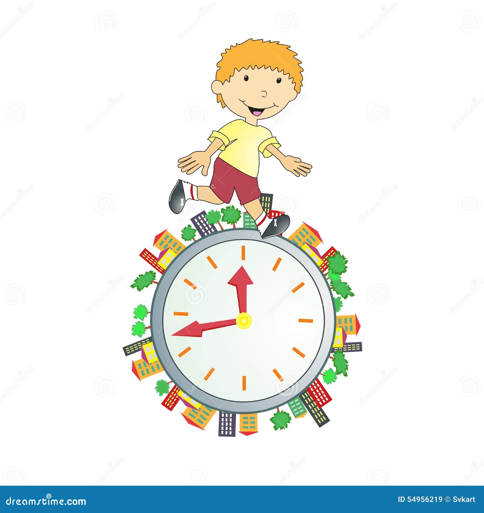 Illustration of Boy with Time Stock Vector - Illustration of people ...
