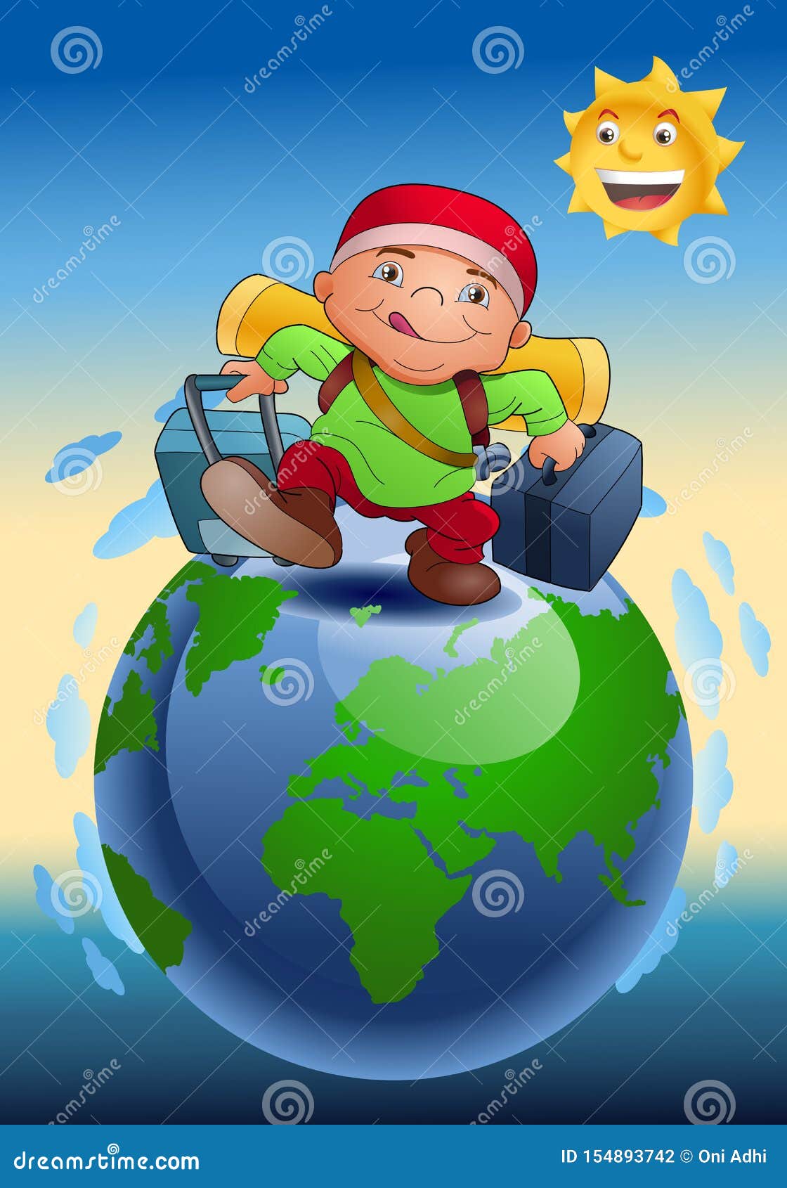 Traveling Around The World By Air Transport Cartoon Vector ...
