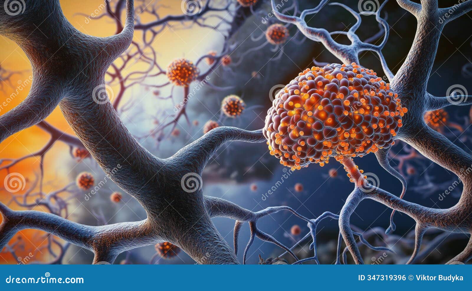 Illustration of Brain Cells, Central Nervous System. Complex Nerve ...