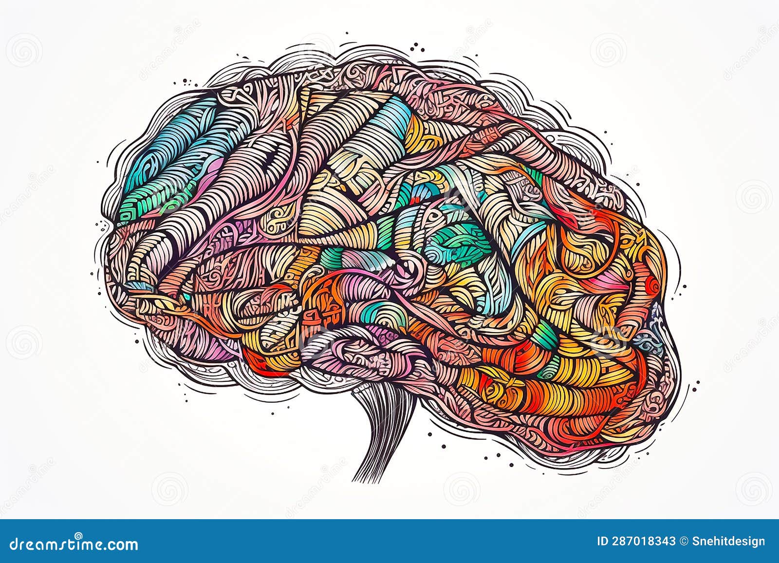 Illustration of Brain, Concept of Intricate Neuro Pattern with Colorful ...