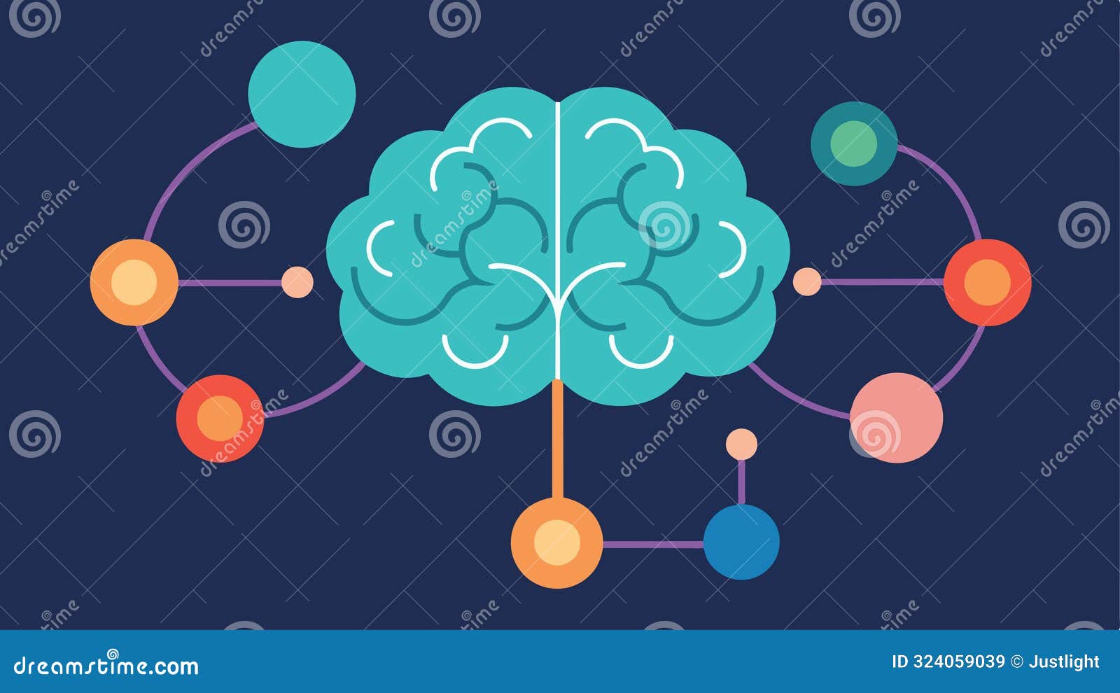An Illustration of the Brain with Different Pathways and Networks Being ...