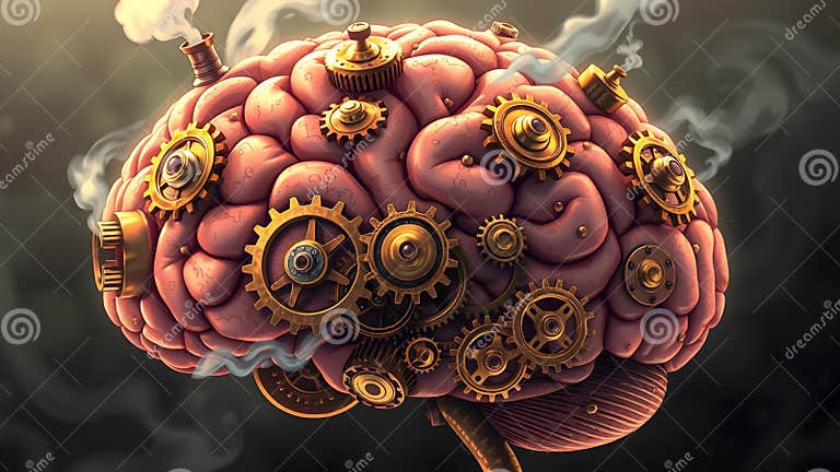 An Illustration of a Brain with Gears and Steam, Symbolizing Creativity ...