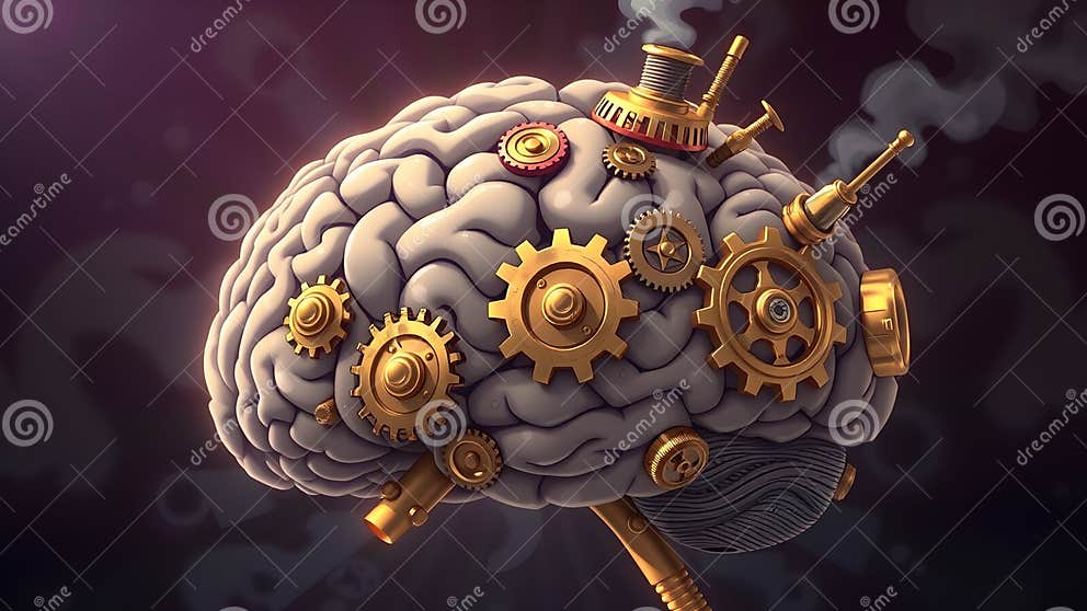 An Illustration of a Brain with Gears and Steam, Symbolizing Creativity ...