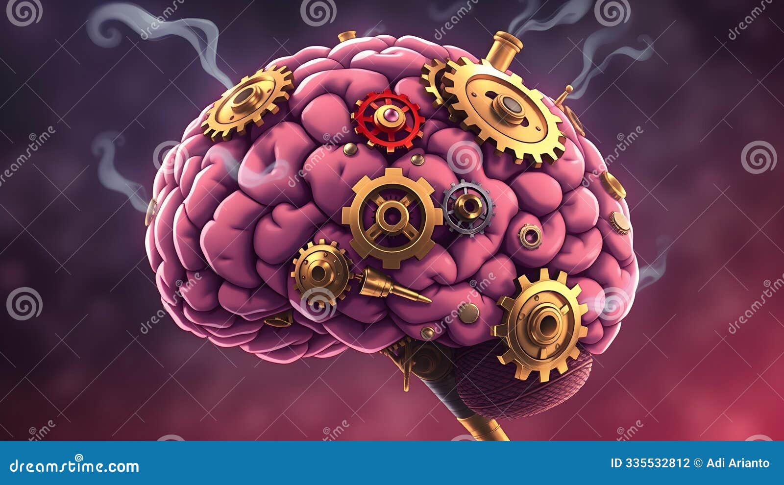 An Illustration of a Brain with Gears and Steam, Symbolizing Creativity ...