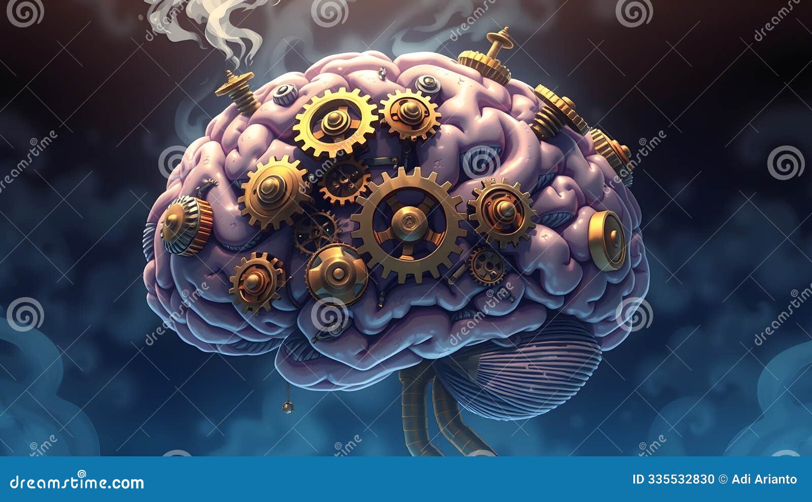 An Illustration of a Brain with Gears and Steam, Symbolizing Creativity ...