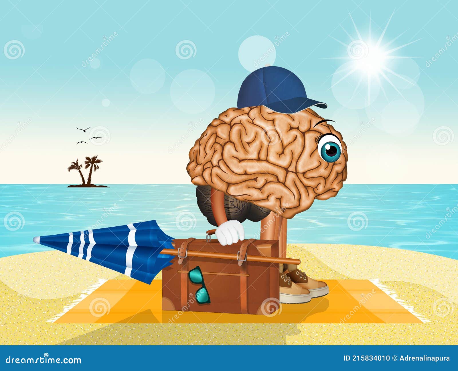 Illustration of the Brain Going on Vacation Stock Illustration ...