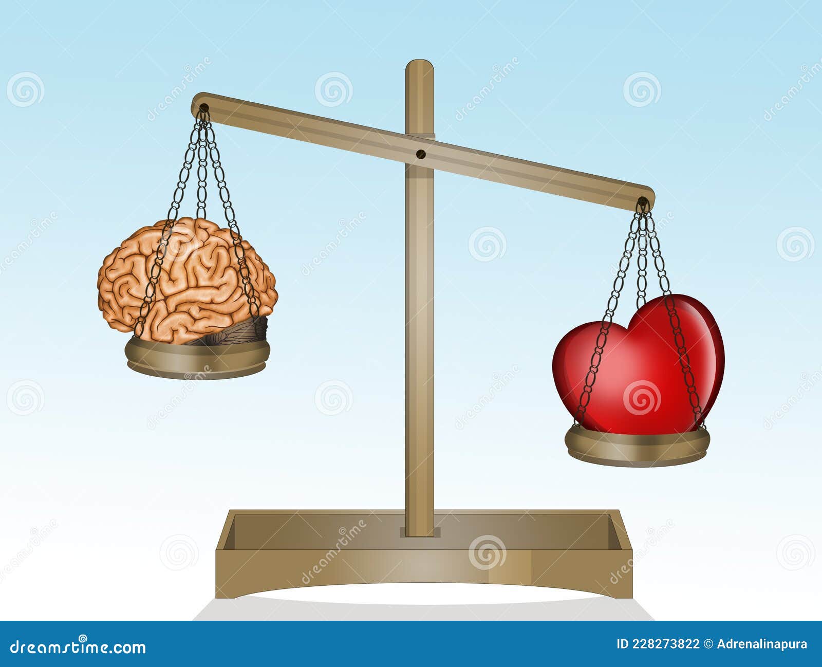 Illustration of Brain and Heart on the Scales Stock Illustration ...