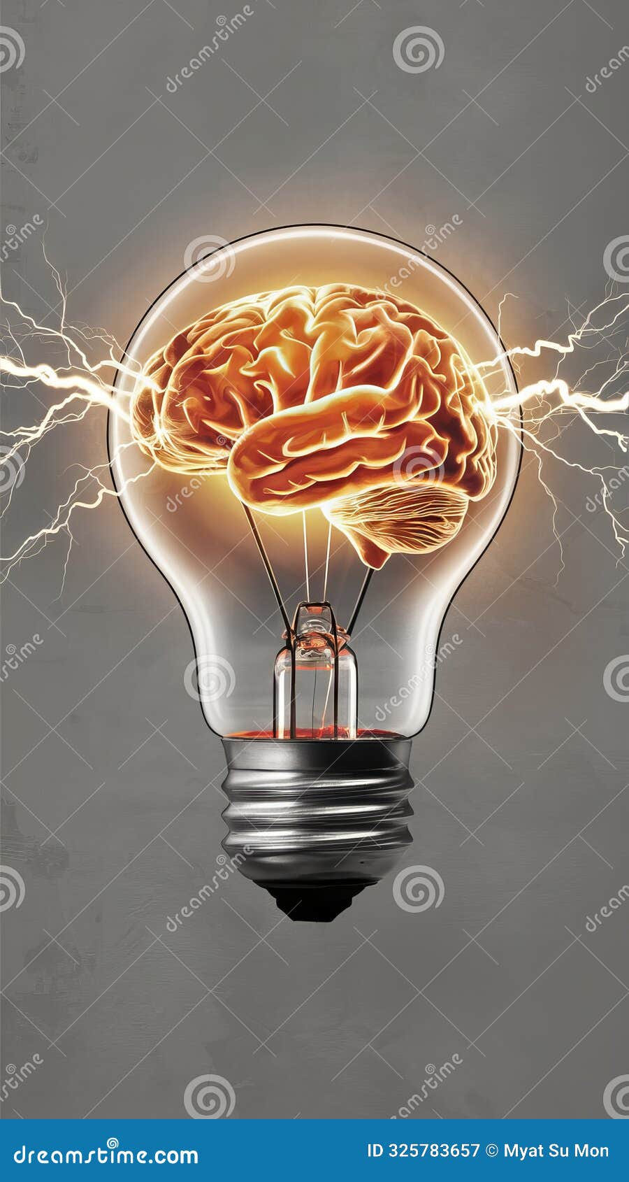 Illustration of Brain in Light Bulb Stock Illustration - Illustration ...