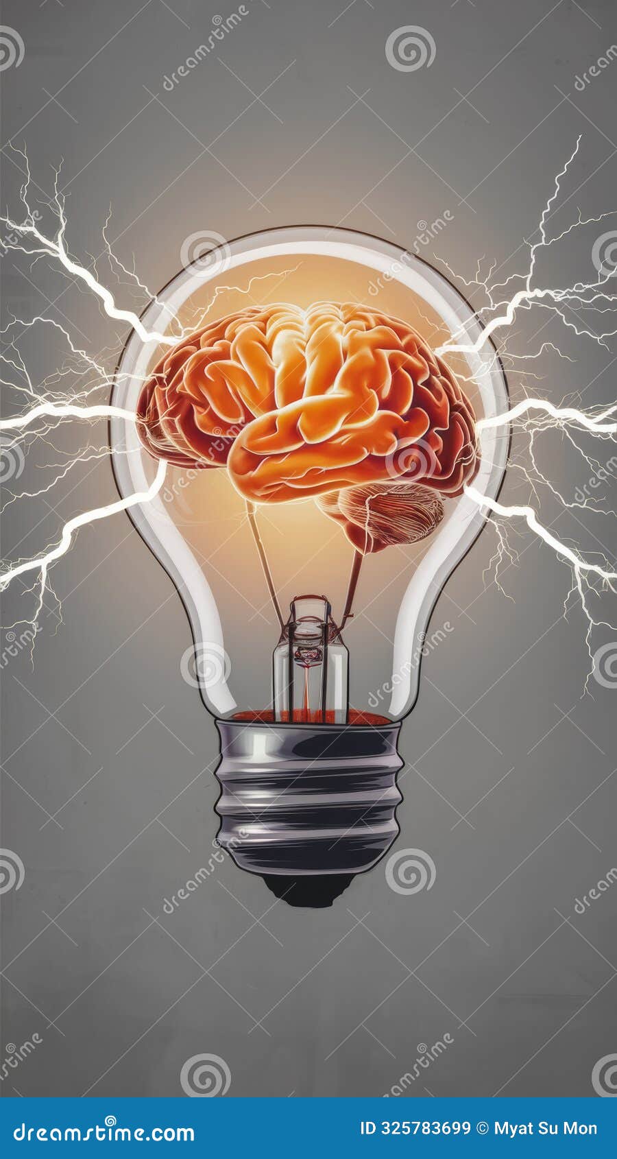 Illustration of Brain in Light Bulb Stock Illustration - Illustration ...