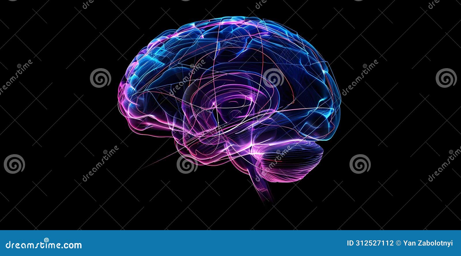 Illustration of a Brain with Neural Pathways Symbolizing Cognitive ...