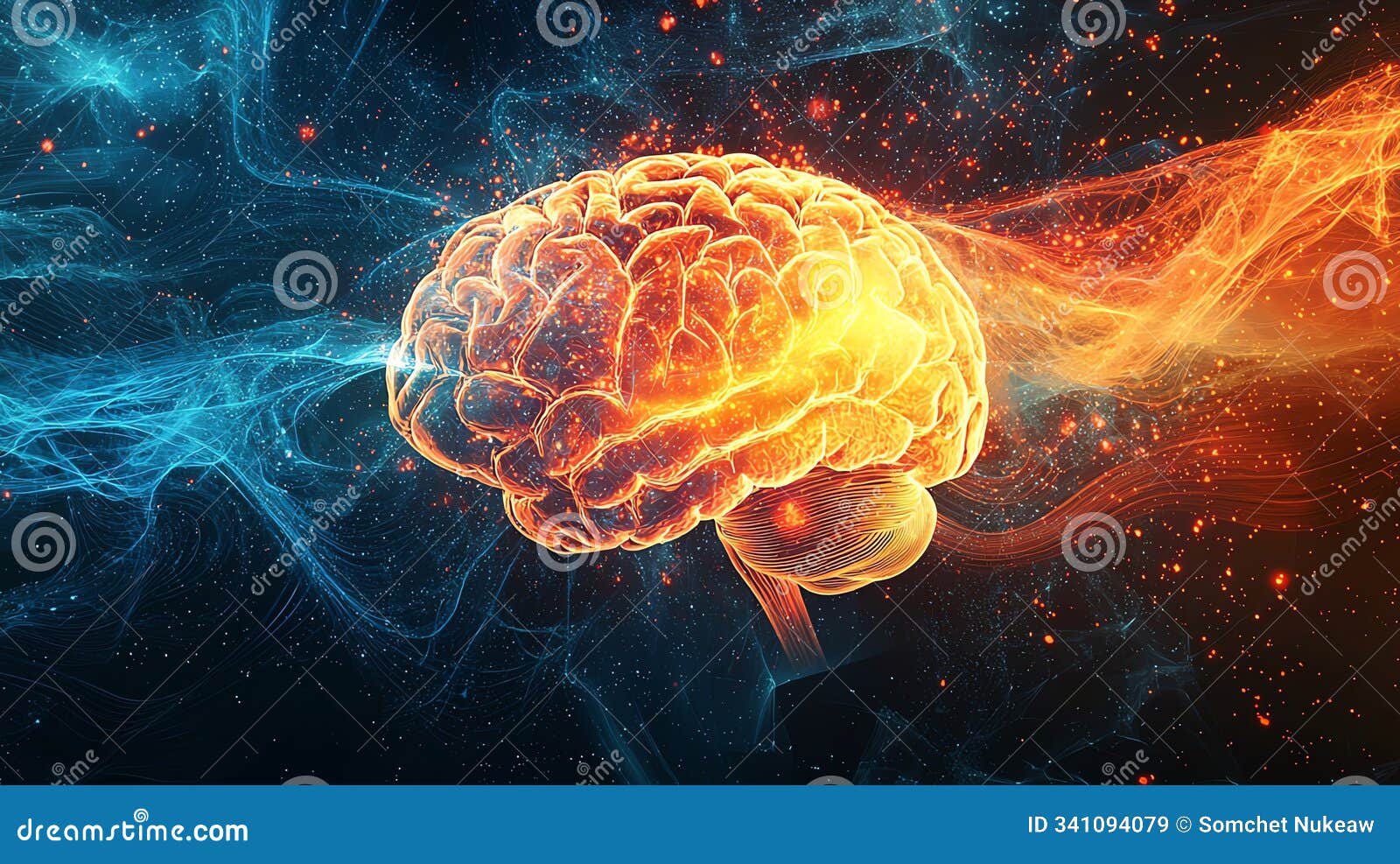 Illustration of a Brain with Positive Thoughts and Affirmations Flowing ...