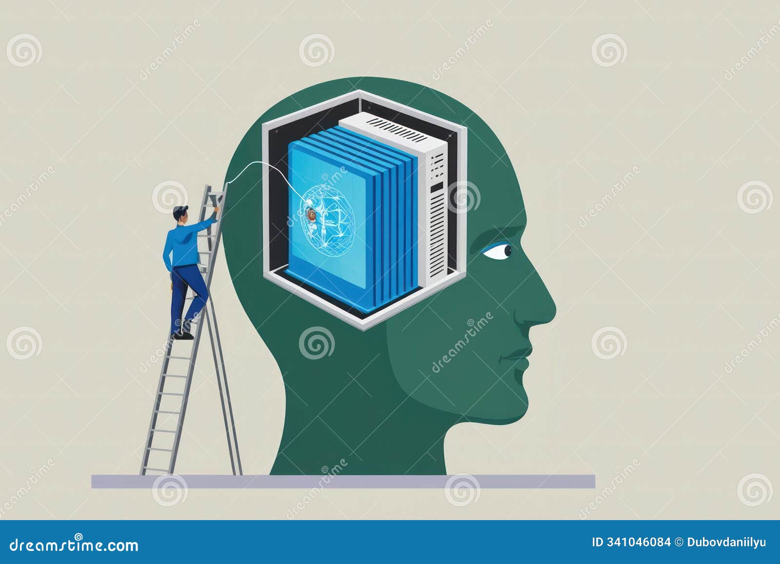 An Illustration of a Brain, Stylized As a Supercomputer, Radiates Light ...