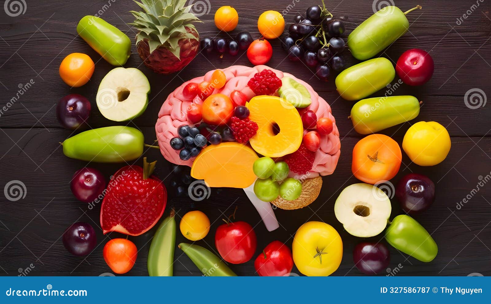 Conceptual Image of Brain and Fruits for Healthy Living. Stock ...