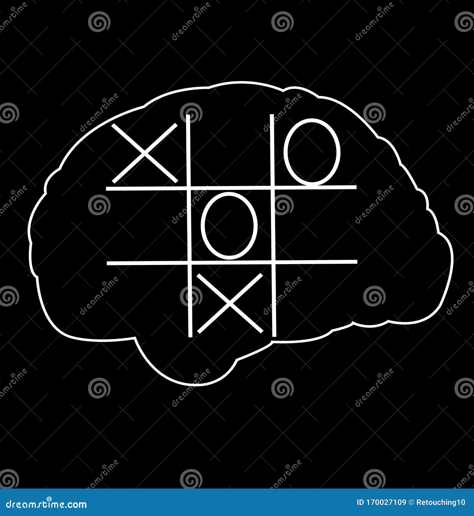 Illustration of a Brain with an Illustration of a Brain with an X and ...