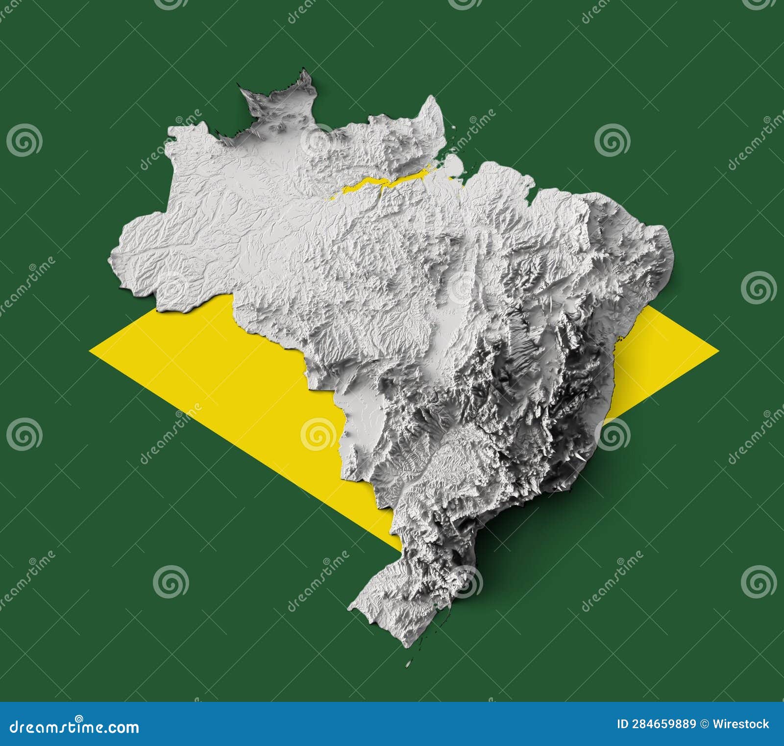 Illustration of Brazil Relief Map on the Flag Stock Illustration ...
